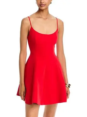 Aqua Scoop Neck Sleeveless Mini Dress - Red