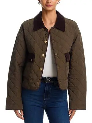 Paige Quilted Corduroy Trim Jacket - Fern