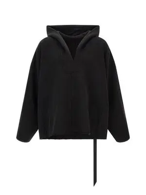 Rick Owens Ls Kaftan Hip Hoodie - Black