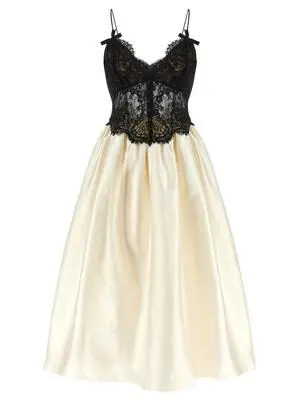 SELF-PORTRAIT Lace Bodice Taffeta Midi Dress - Multicolor