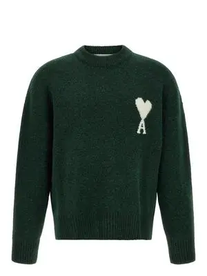 AMI Paris De Coeur Crewneck Sweater - Green