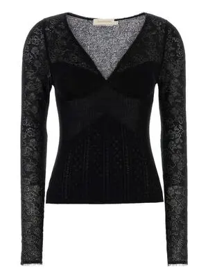 Zimmermann ZIMMERMANN Pointelle Lace V-Neck Top Multicolor