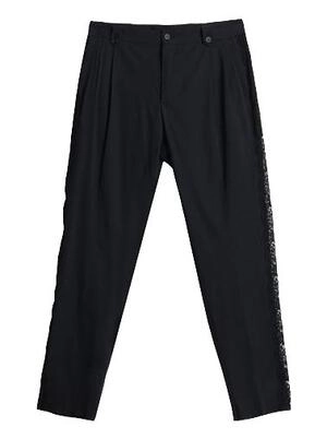 Dolce & Gabbana Virgin Wool Blend Lace Tailored Trousers - Black