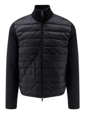 Moncler Down Jacket With Virgin Wool Blend Inserts - Black