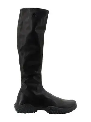 Miu Miu Stretch Leather Boots - Black