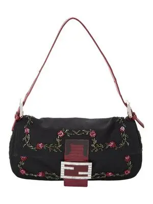 Fendi Embellished Baguette Shoulder Bag - Black