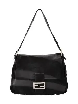 Fendi Leather & Ponyhair Mama Bag With Logo Buckle - Black