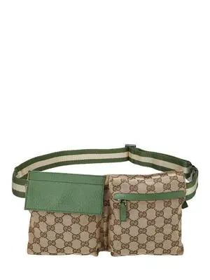 Gucci Original Gg Web Double Pocket Waist Pouch - Beige