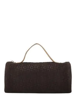 Celine Embossed Suede Barrel Handbag - Brown
