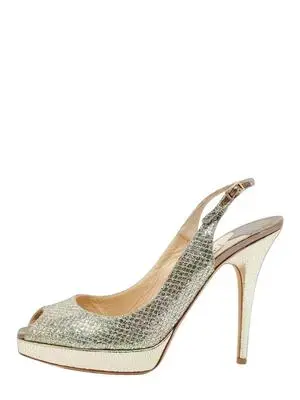 JIMMY CHOO Nova Peep-toe Slingback Sandals - Silver