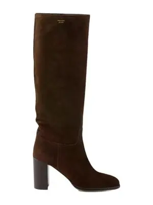 PRADA Prada Suede Block Heel Boots