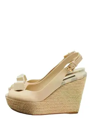 LOUIS VUITTON Gossip Cube Espadrille Wedge Sandals - Neutrals