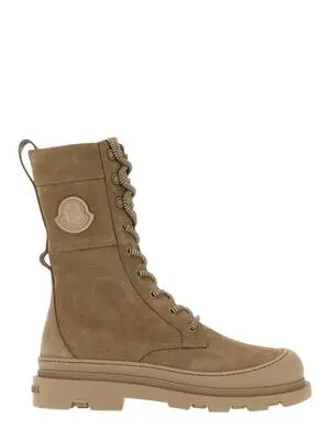 Moncler Suede Combat Boots - Gray
