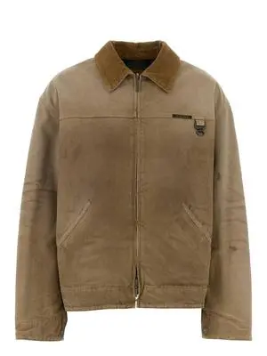 GOLDEN GOOSE Beige Cotton Jacket With Corduroy Collar - Brown