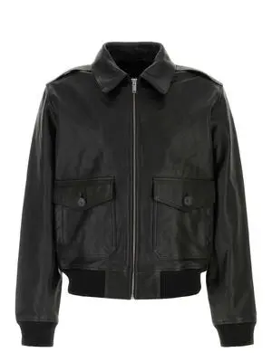 A.p.c. Leather Bomber Jacket - Black