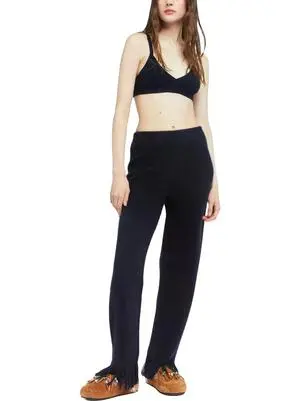 Alanui Fringed Hem Milano Stitch Trousers - Blue