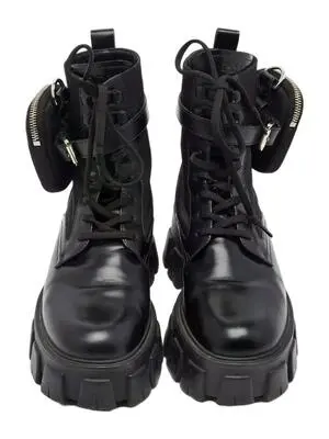 Prada Monolith Combat Boots With Detachable Pouch - Black