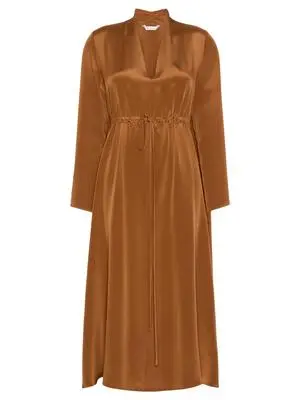 Max Mara Silk Midi Dress - Brown