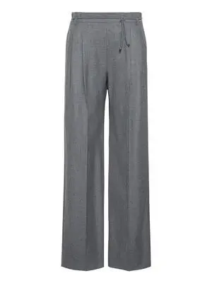 Max Mara Stretch-cashmere Trousers With String Belt - Grey