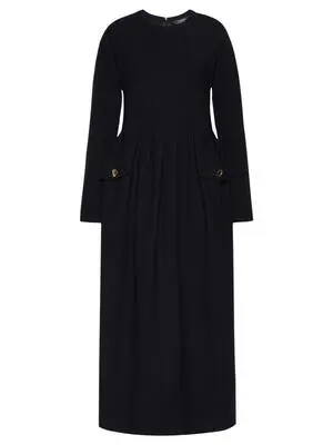 Max Mara Jersey Midi Dress With Decorative Pockets - Navy