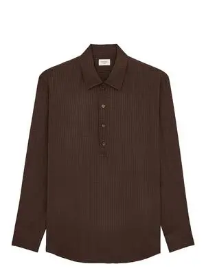 Saint Laurent Silk Polo Shirt - Brown