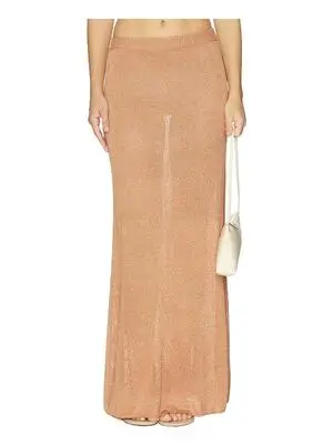 L'ACADEMIE L'Academie Sivan Knit Maxi Skirt In Metallic