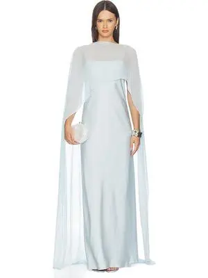 L'academie Evolet Gown With Detachable Chiffon Cape - Ice Blue