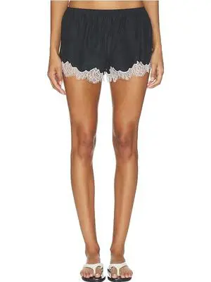 L'academie Rhea Lace Trimmed Shorts - Bblack
