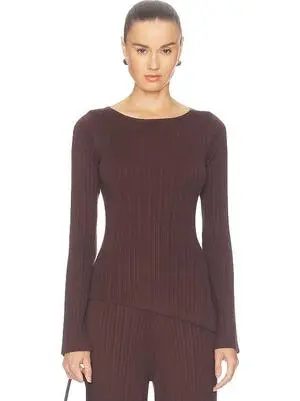 L'academie Sibylla Rib Knit Top - Chocolate