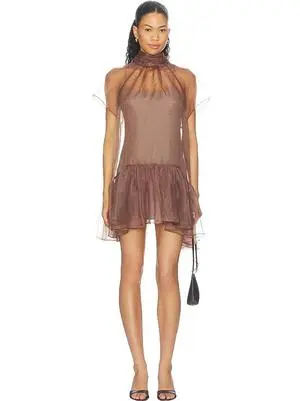 Simkhai Beaux Tiered Mini Dress - Coffee