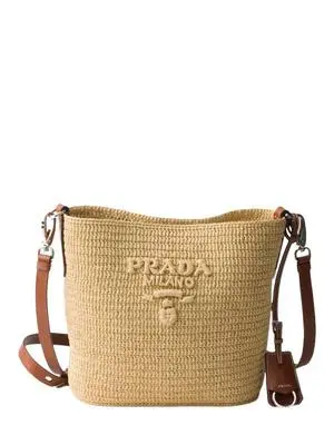PRADA Prada Small Crochet And Leather Bucket Bag