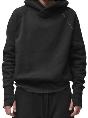 THOM KROM Raw-edge Raglan-sleeve Hoodie - Black