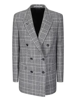 Tagliatore Long Sleeve Checked Blazer - Gray
