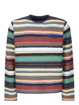 Sacai Striped Mix Knit Sweater - Red Multi