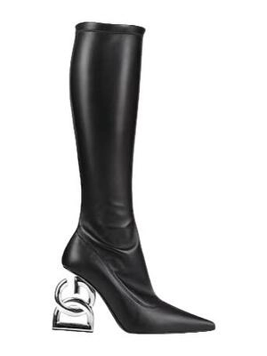 Dolce & Gabbana Knee High Sculptural Heel Pointed Toe Boots - Black