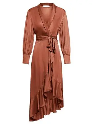 Zimmermann Zimmermann Long-Sleeved Dress With Side Ties Brown