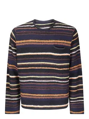 Sacai Striped Crewneck Jumper With Chest Pocket - Multicolour