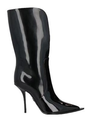 Dolce & Gabbana Patent Leather Pointed Toe High Heel Ankle Boots - Black