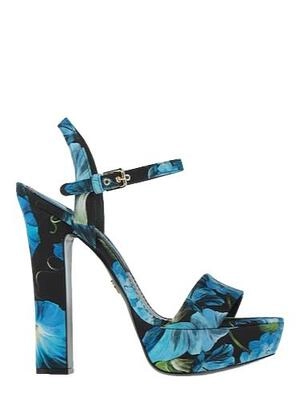 Dolce & Gabbana Floral Printed Platform Sandals - Blue