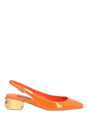 Dolce & Gabbana Dolce & Gabbana Block Heel Round Toe Leather Slingback Pumps No