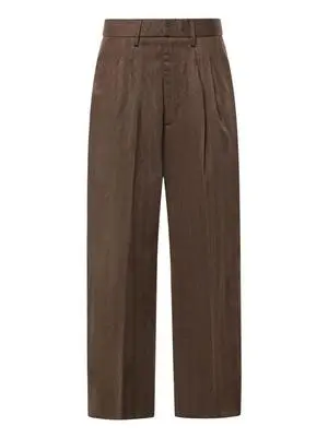 DONDUP Pleated Wide-leg Tailored Trousers - Brown