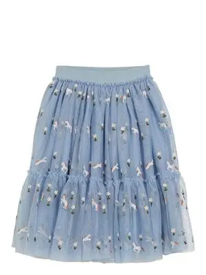 Stella McCartney Embroidered Horse And Flower Tulle Midi Skirt - No