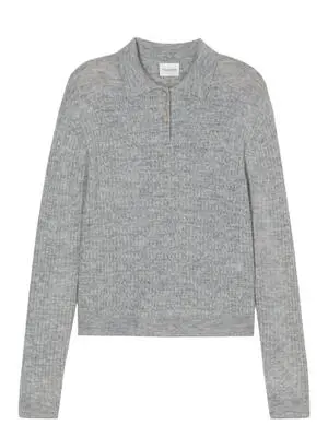 CLOSED Closed Ribbed-Knit Long-Sleeve Polo Shirt