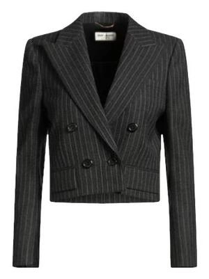 SAINT LAURENT Saint Laurent Double-Breasted Pinstriped Wool Blazer