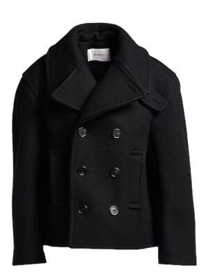 Saint Laurent Double-breasted Flannel Overcoat - Black