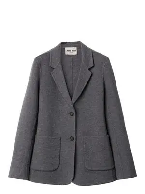 Miu Miu Single-breasted Wool Coat - Grey