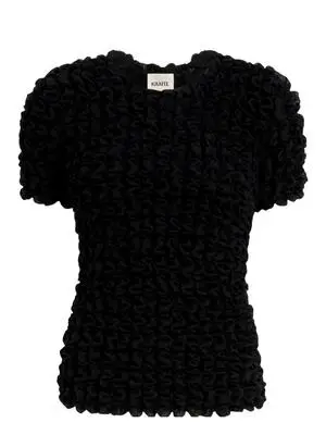 Khaite Khaite Polly Ruched Silk Chiffon Top Black