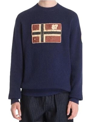 NAPAPIJRI Logo Patch Knitted Sweater - Blue