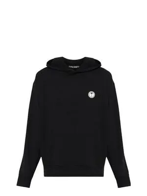 Palm Angels Long-sleeve Hooded Sweatshirt With Logo Patch - Black
