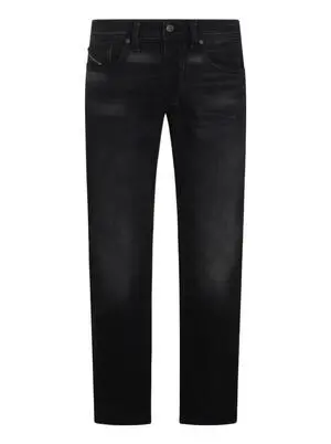 DIESEL® Logo Patch Straight-leg Jeans - Black